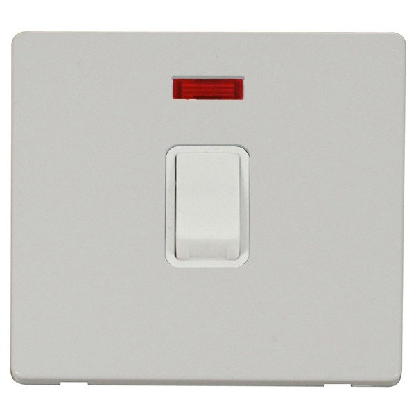 Click Definity Flat Plate Screwless 20A Double Pole Polar White Switch ...