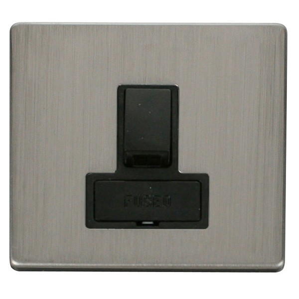 Click Definity Flat Plate Screwless 13A Black Fused FCU Switched with ...