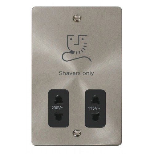 Click Define Brushed Steel Flat Plate 115/230V Shaver Socket Outlet ...