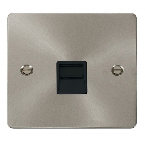 Click Define Brushed Steel Flat Plate Single Telephone Socket Secondary ...