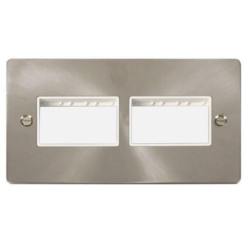Click Define Brushed Steel Flat Plate 2 Gang Plate (3+3) Switch ...
