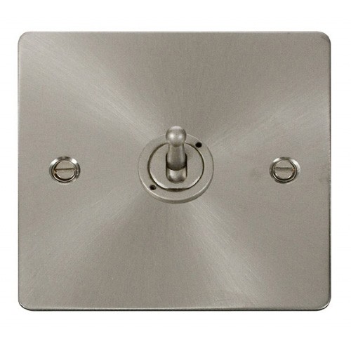 Click Define Brushed Steel Flat Plate 10AX 1 Gang 2 Way Toggle Switch ...