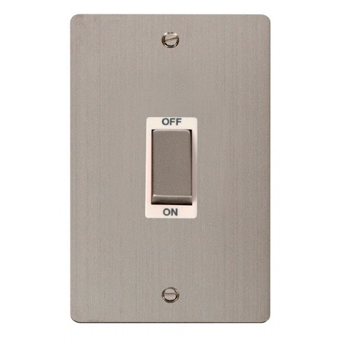 Click Define Stainless Steel Flat Plate Ingot 2 Gang 45A Double Pole Switch with White Insert at ...
