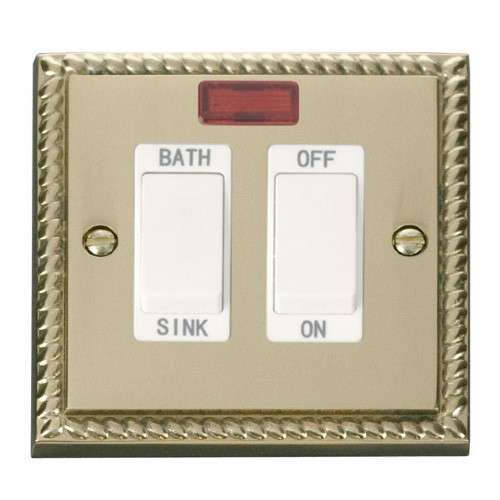 Click Deco Georgian Cast Brass 20A Double Pole Sink/Bath Switch with ...