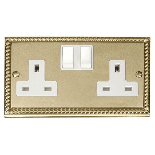 Click Deco Georgian Cast Brass 2 Gang 13A Double Pole Switched Socket ...
