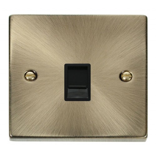 Click Deco Victorian Antique Brass Single RJ45 Socket Outlet with Black ...