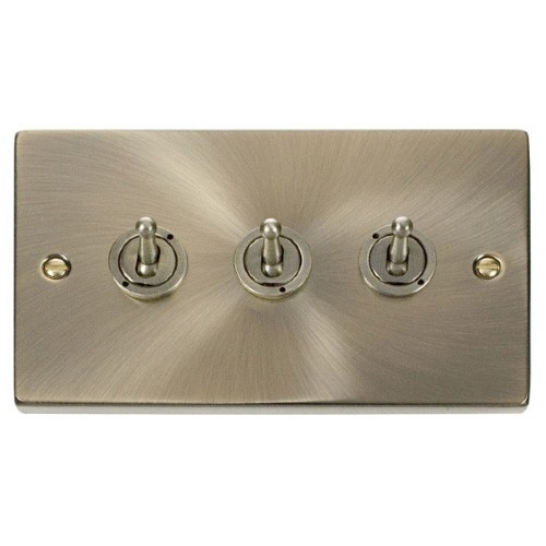Click Deco Victorian Antique Brass 3 Gang 2 Way 10AX Toggle Switch at ...