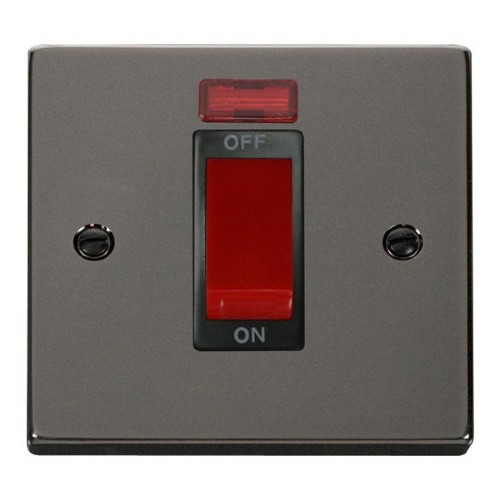 Click Deco Victorian Black Nickel 45A Double Pole Switch with Neon, Red ...