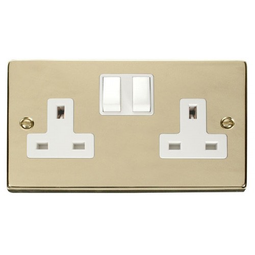 Click Deco Victorian Polished Brass 2 Gang 13A Double Pole Switched ...
