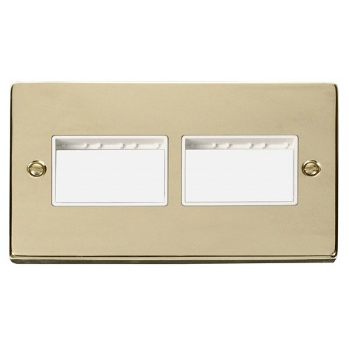 Click Deco Victorian Polished Brass 2 Gang 6 (2x3) Aperture Unfurnished ...