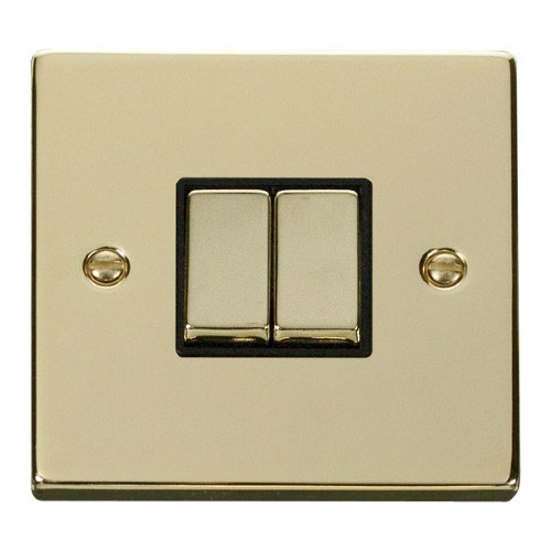 Click Deco Victorian Polished Brass 2 Gang 2 Way 10AX Ingot Switch with ...
