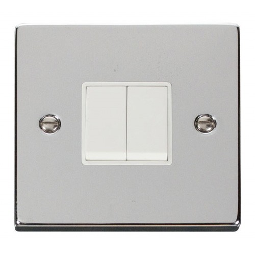 Click Deco Victorian Polished Chrome 2 Gang 2 Way 10AX Switch with ...