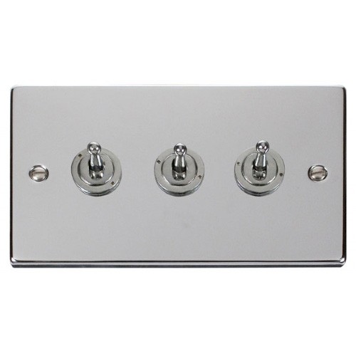 Click Deco Victorian Polished Chrome 3 Gang 2 Way 10AX Toggle Switch ...