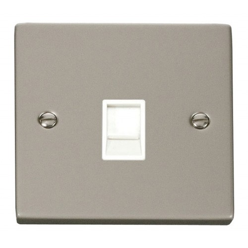 Click Deco Victorian Pearl Nickel Single RJ11 Socket (Ireland/USA) with ...