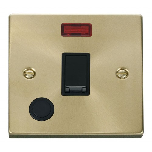 Click Deco Victorian Satin Brass 20A Double Pole Switch with Neon ...
