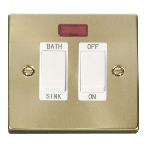 Click Deco Victorian Satin Brass 20A Double Pole Sink/Bath Switch with ...
