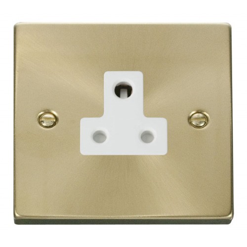 Click Deco Victorian Satin Brass 5A Round Pin Unswitched Socket with ...