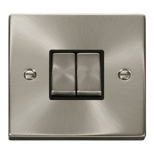 Click Deco Victorian Satin Chrome 2 Gang 2 Way 10AX Ingot Switch with ...