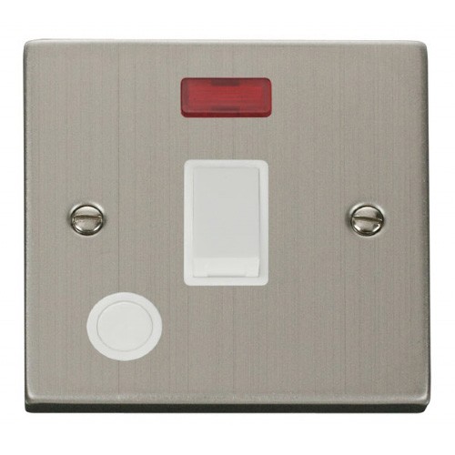 Click Deco Victorian Stainless Steel 20A Double Pole Switch with Neon ...