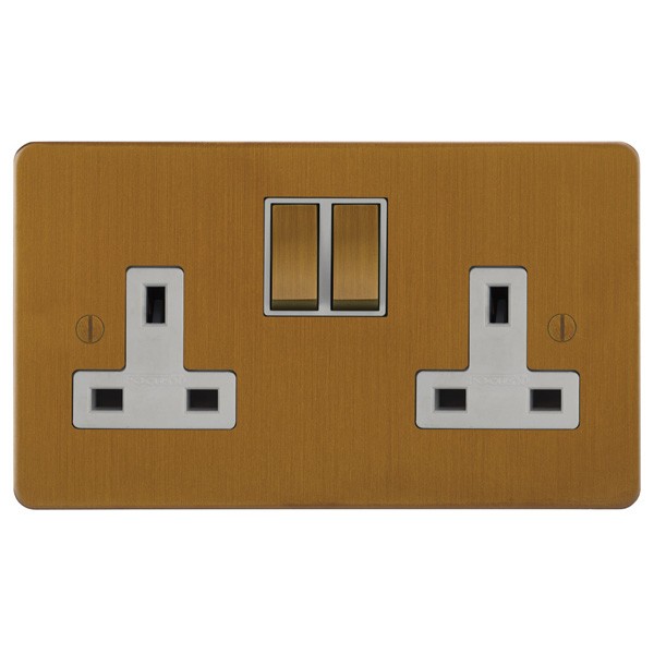 Focus SB Ambassador ABA18.2W 2 gang 13 amp switched socket in Bronze ...