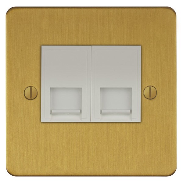 Focus SB Ambassador ASB25.2W 2 gang slave telephone socket in Satin ...