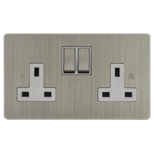 Focus SB Ambassador ASN18.2W 2 gang 13 amp switched socket in Satin ...