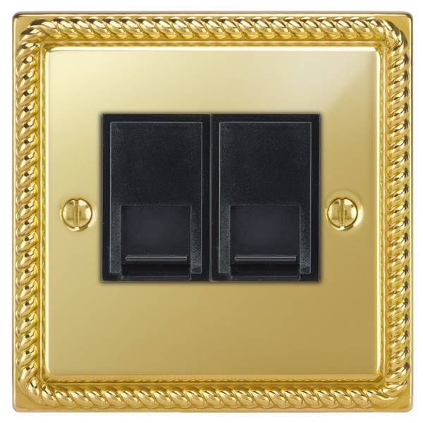 Focus SB Georgian GPB24.2B 2 gang master telephone socket in Polished ...