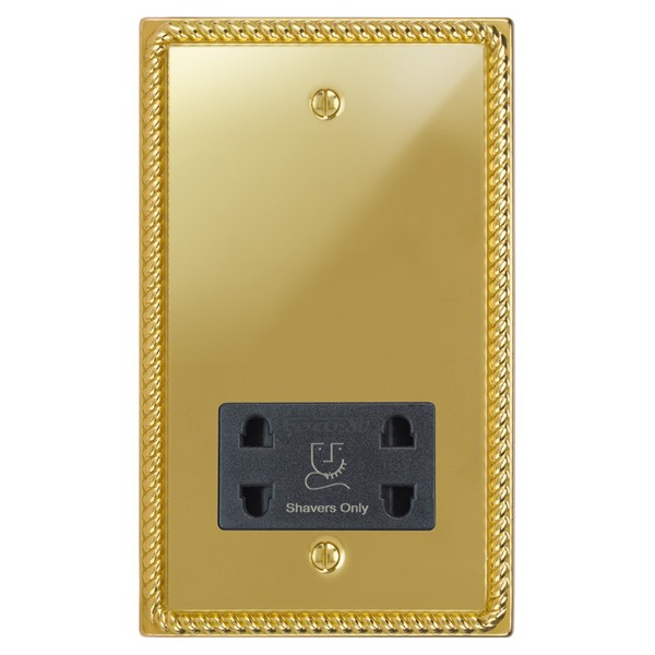 Focus SB Georgian GPB36.1B shaver socket (110/240V) in Polished Brass ...
