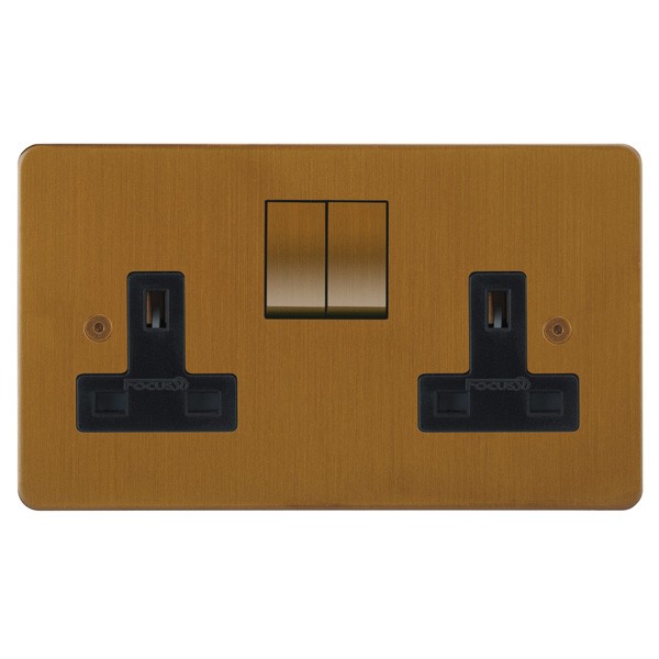 Focus SB Horizon HBA18.2B 2 gang 13 amp switched socket in Bronze ...