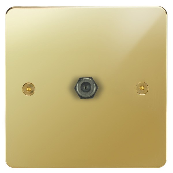 Focus SB Horizon HPB54.1 1 gang satellite socket in Polished Brass | UKES