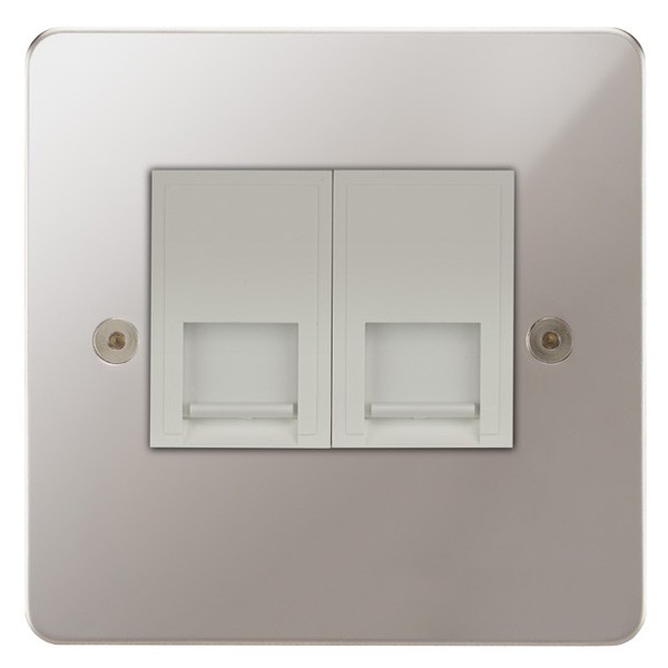 Focus SB Horizon HPS51.2W 2 gang CAT5 RJ45 socket in Polished Stainless ...