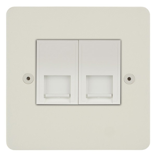 Focus SB Horizon HPW25.2W 2 gang slave telephone socket in Primed White ...