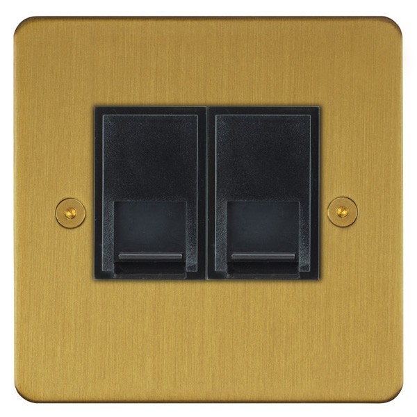 Focus SB Horizon HSB24.2B 2 gang master telephone socket in Satin Brass ...