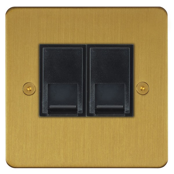 Focus SB Horizon HSB51.2B 2 gang CAT5 RJ45 socket in Satin Brass with ...