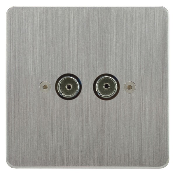 Focus SB Horizon HSC23.2 2 gang isolated co-axial TV socket in Satin ...