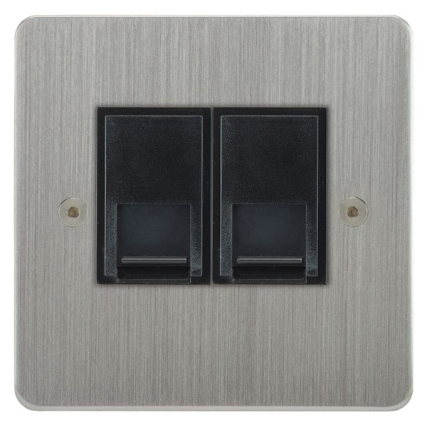 Focus SB Horizon HSC51.2B 2 gang CAT5 RJ45 socket in Satin Chrome with ...
