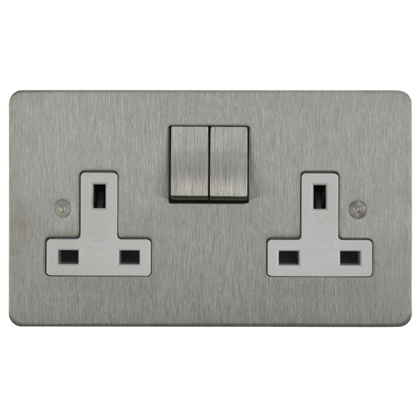 Focus SB Horizon HSS18.2W 2 gang 13 amp switched socket in Satin ...