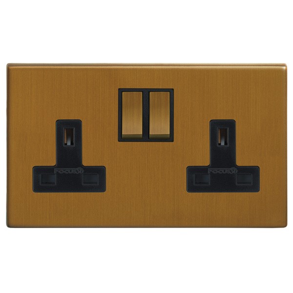 Focus SB Morpheus MBA18.2B 2 gang 13 amp switched socket in Bronze ...