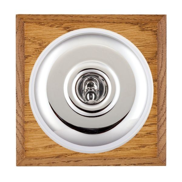 Hamilton Bloomsbury Chamfered Medium Oak 1 Gang 20AX Double Pole Toggle ...