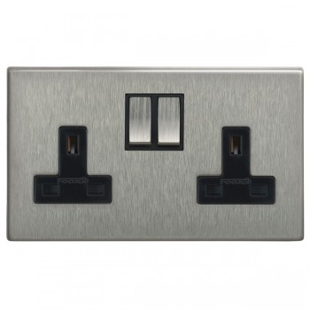 Focus SB Morpheus MSS18.2B 2 gang 13 amp switched socket in Satin ...