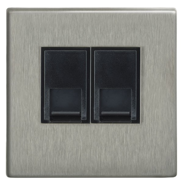 Focus SB Morpheus MSS51.2B 2 gang CAT5 RJ45 socket in Satin Stainless ...