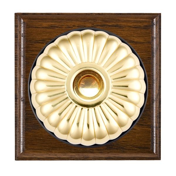 Hamilton Bloomsbury Ovolo Dark Oak Bell Push with Polished Brass Fluted ...