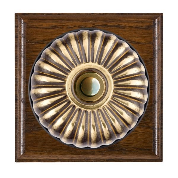Hamilton Bloomsbury Ovolo Dark Oak Bell Push with Antique Brass Fluted ...