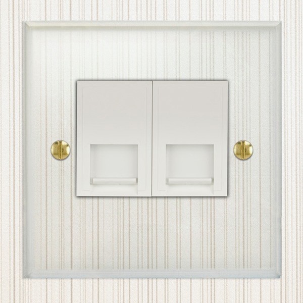 Focus SB Prism P24.2W 2 gang master telephone socket in Clear Acrylic ...