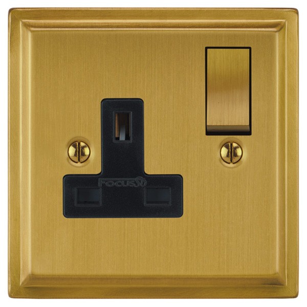 Focus SB Sheraton SSB18.1B 1 gang 13 amp switched socket in Satin Brass ...