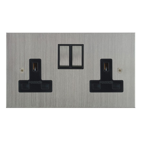 Focus SB True Edge TEASC18.2B 2 gang 13 amp switched socket in Satin ...