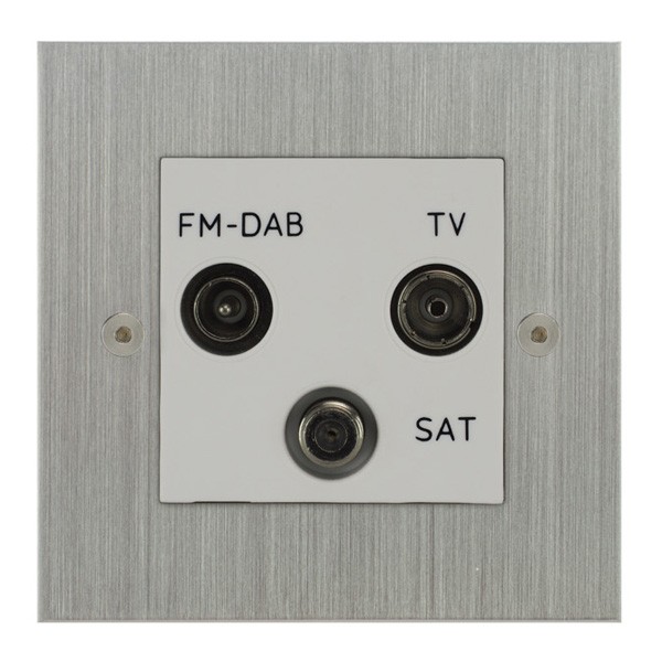 Focus SB True Edge TEASC80.3W triplex TV/FM/Satellite outlet in Satin ...