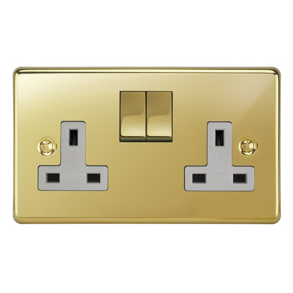 Focus SB Victorian VPB18.2W 2 gang 13 amp switched socket in Polished ...
