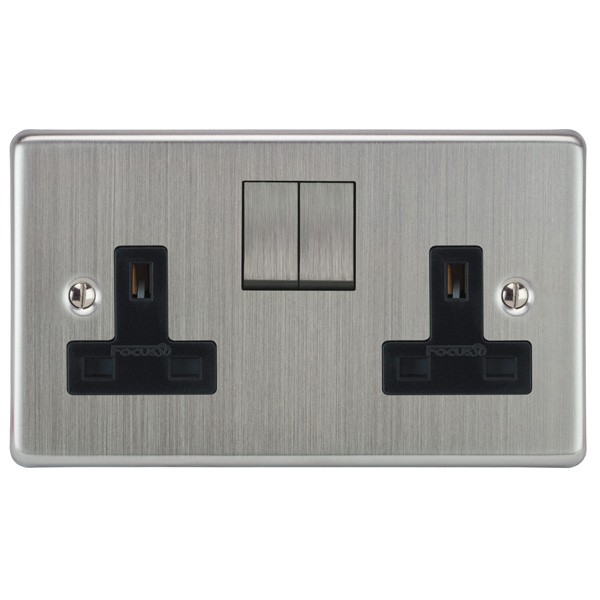 Focus SB Victorian VSC18.2B 2 gang 13 amp switched socket in Satin ...