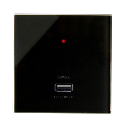 Retrotouch USB Charger Socket Black Chrome Trim at UK Electrical Supplies